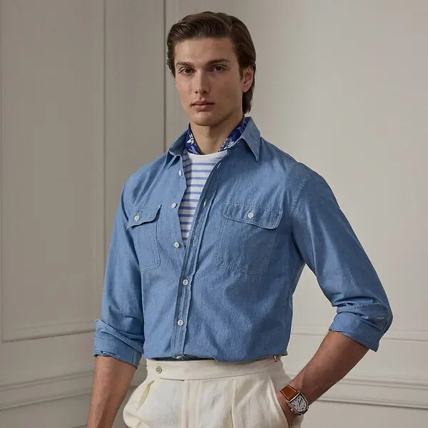 Ralph Lauren Washed Chambray Shirt - Medium Bermuda Wash