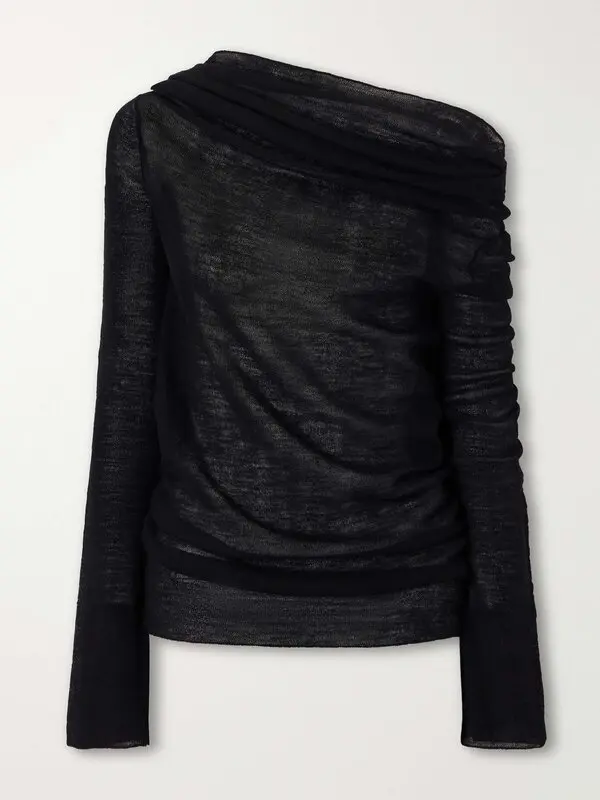 ANN DEMEULEMEESTER Tizziana Off-the-shoulder Wool Blouse - Black