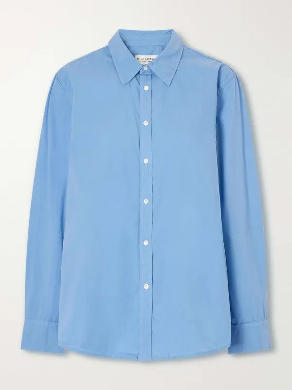 NILI LOTAN Raphael Cotton-poplin Shirt - Light Blue