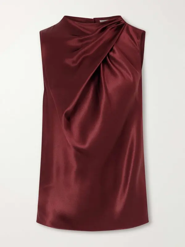 Gabriela Hearst Melina Draped Silk-satin Blouse - Burgundy