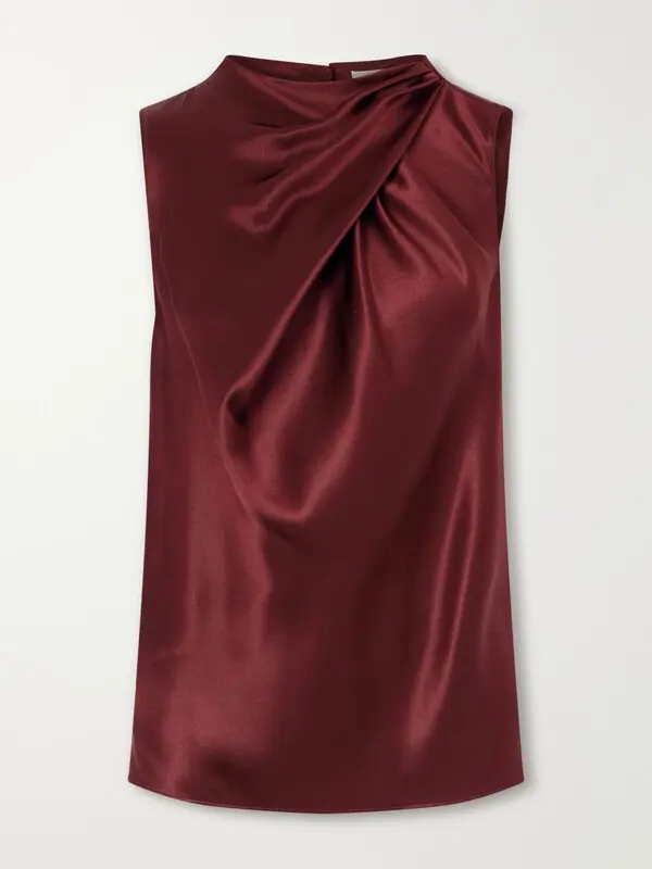 Gabriela Hearst Melina Draped Silk-satin Blouse - Burgundy