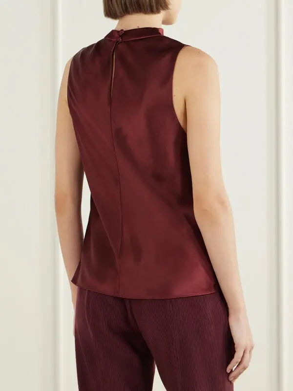 Gabriela Hearst Melina Draped Silk-satin Blouse - Burgundy