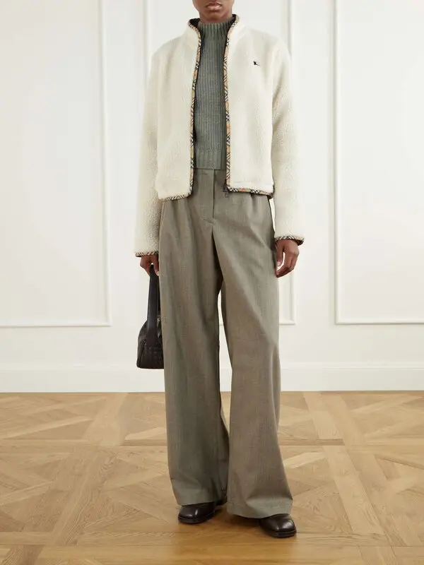 Burberry Check-trimmed Wool-blend Plush Jacket
