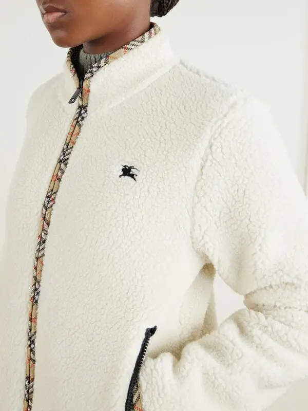 Burberry Check-trimmed Wool-blend Plush Jacket