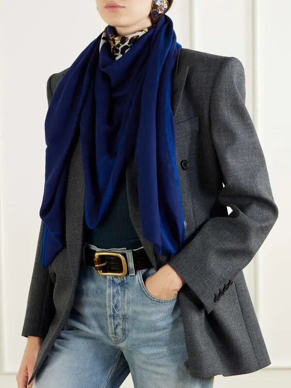 Saint Laurent Printed Wool-twill Scarf