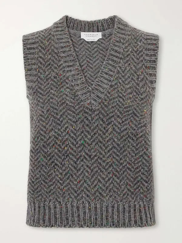 Gabriela Hearst Cresset Cashmere-herringbone Vest - Gray