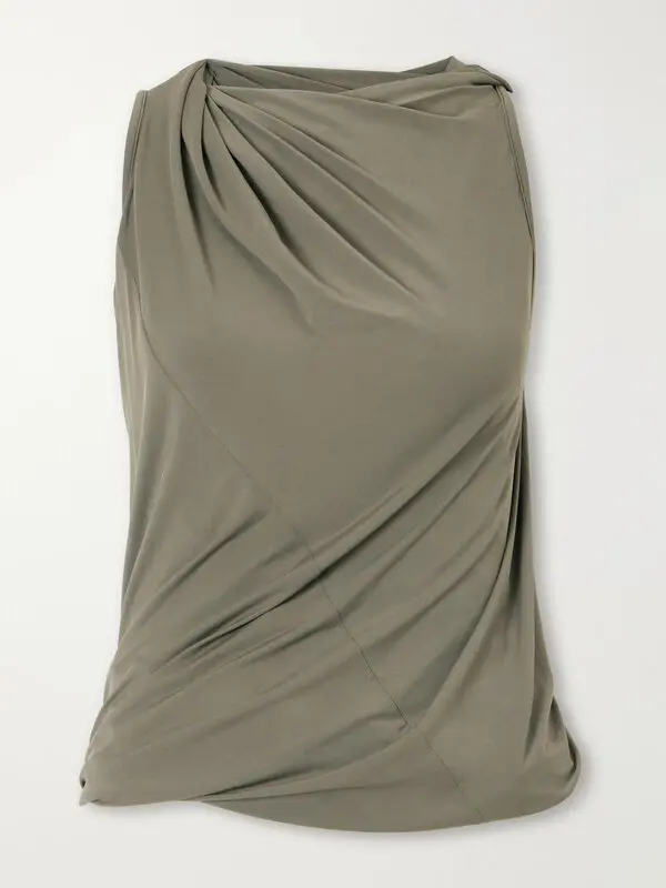 Rick Owens Luna Draped Crepe-jersey Tank - Green