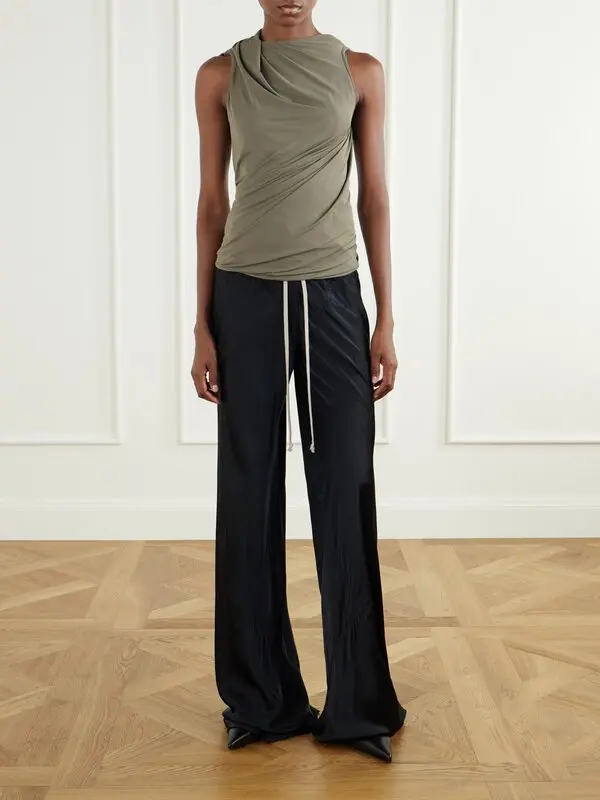 Rick Owens Luna Draped Crepe-jersey Tank - Green