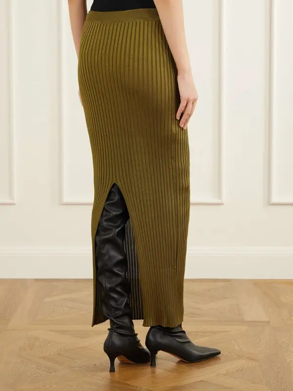 Balmain Ribbed Stretch Maxi Skirt