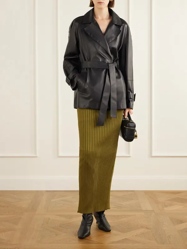 Balmain Ribbed Stretch Maxi Skirt - Green