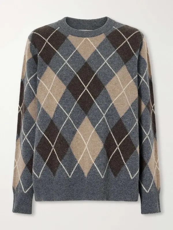 &daughter Ava Argyle Wool Sweater - Gray
