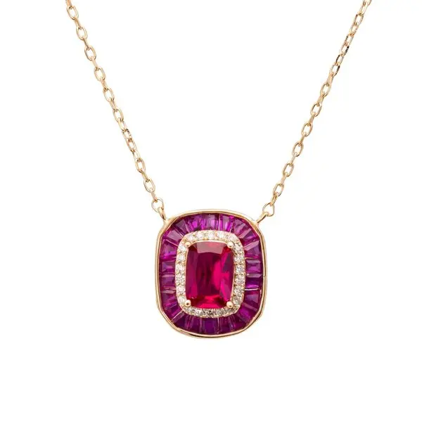 LATELITA Gold / Red / White Great Gatsby Ruby Pendant Necklace Gold - Gold/red/white