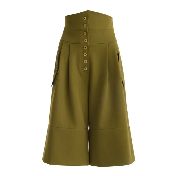 JULIA ALLERT High-waisted Cargo Culotte Shorts – Olive - Green