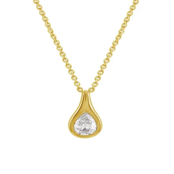 ARTISAN Gold / White 14k Yellow Gold Pear Diamond Teardrop Pendant Necklace