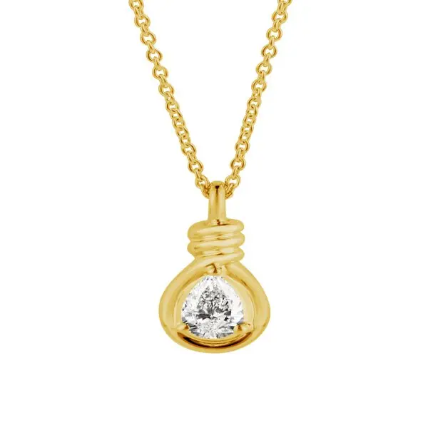 ARTISAN Gold / White 14k Yellow Gold Pear-shaped Diamond Twisted Bail Pendant Necklace
