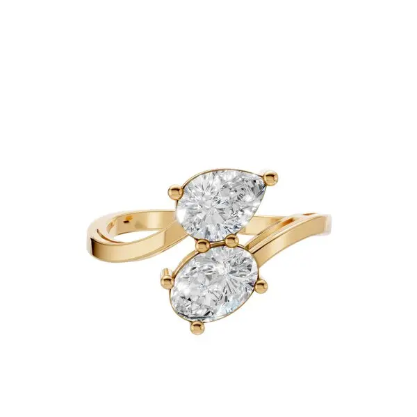 AYA FINE JEWELRY Sienna Pear & Oval Cut Lab Grown Diamond Toi Et Moi Ring In Gold - Yellow