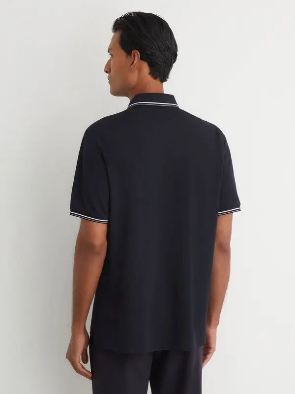 REISS Vale R-flex Half-zip Polo Shirt - Navy
