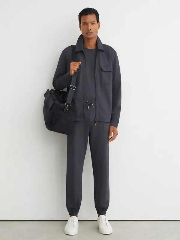 REISS Glover R-flex Stretch-twill Zip-through Overshirt - Airforce Blue