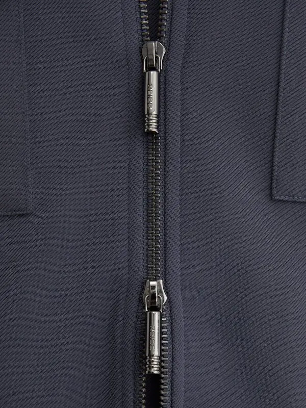 REISS Glover R-flex Stretch-twill Zip-through Overshirt - Airforce Blue