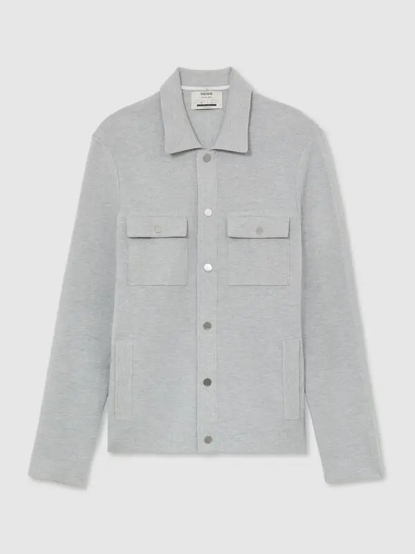 REISS Plaistow R-flex Knitted Press-stud Overshirt