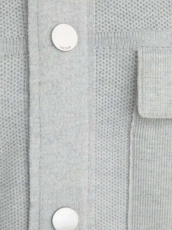 REISS Plaistow R-flex Knitted Press-stud Overshirt