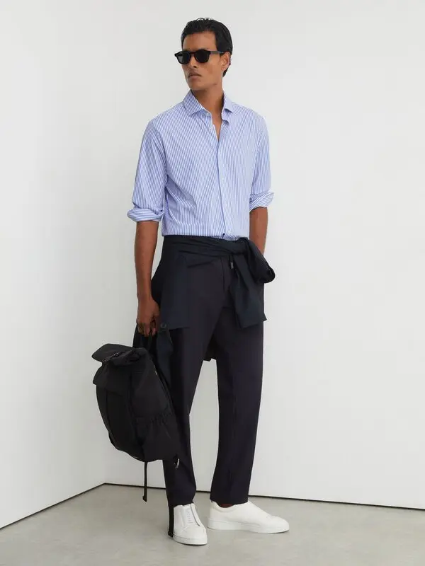 REISS Volley R-flex Four-way Stretch Striped Shirt Slim-fit