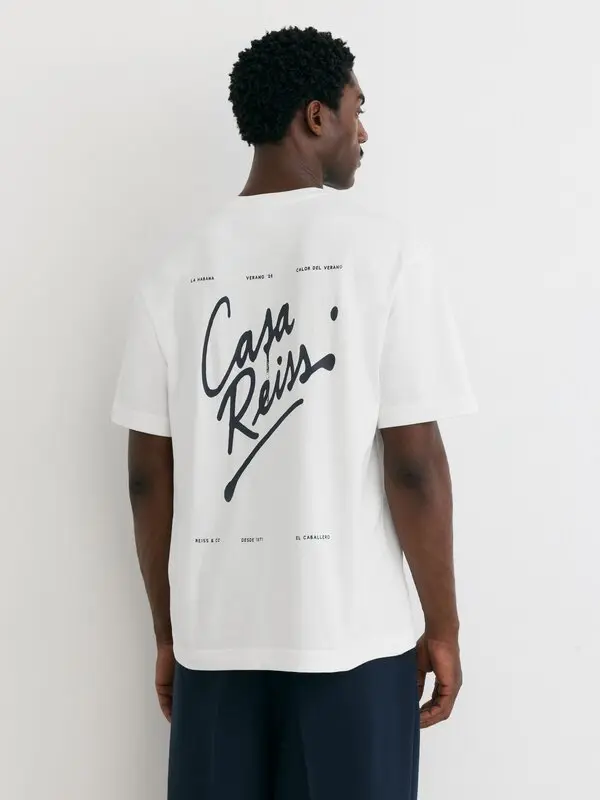 REISS Casa Cotton Logo Short-sleeve Relaxed T-shirt - White