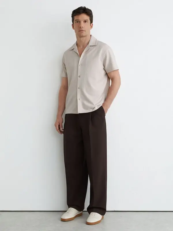 REISS Warwick Textured Cuban-collar Shirt