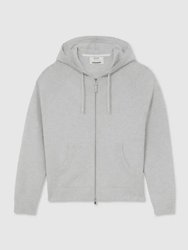REISS Manchester R-flex Zip-through Knitted Hoodie