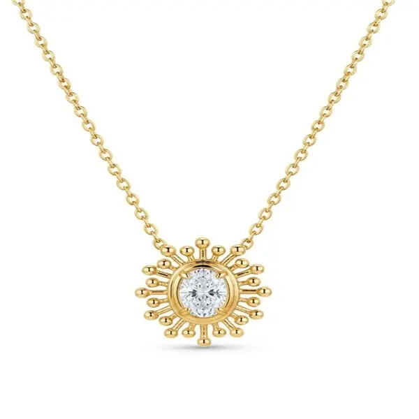 ARTISAN Gold / White 14k Yellow Gold Oval Diamond Sunburst Pendant Necklace