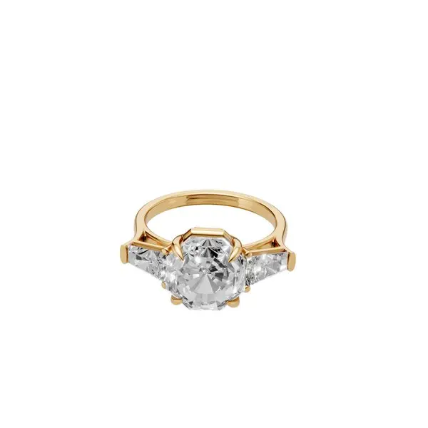 AYA FINE JEWELRY 4 Carat Cassia Hexagon Cut Igi Certified Lab Grown Diamond Three-stone Engagement Ring In Gold - Yellow