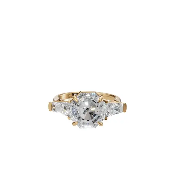 AYA FINE JEWELRY 4 Carat Hexagon Cut Lab Grown Diamond Ring - Yellow
