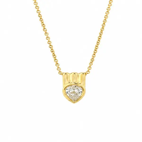 ARTISAN Gold / White 14k Yellow Gold Bezel Pear Diamond Pendant Necklace