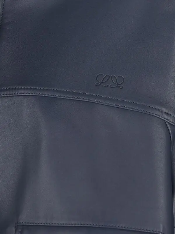Loewe Leather Zip-up Jacket With Stand Collar
