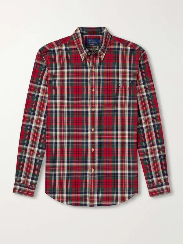 Polo Ralph Lauren Logo-embroidered Checked Cotton-oxford Shirt - Red