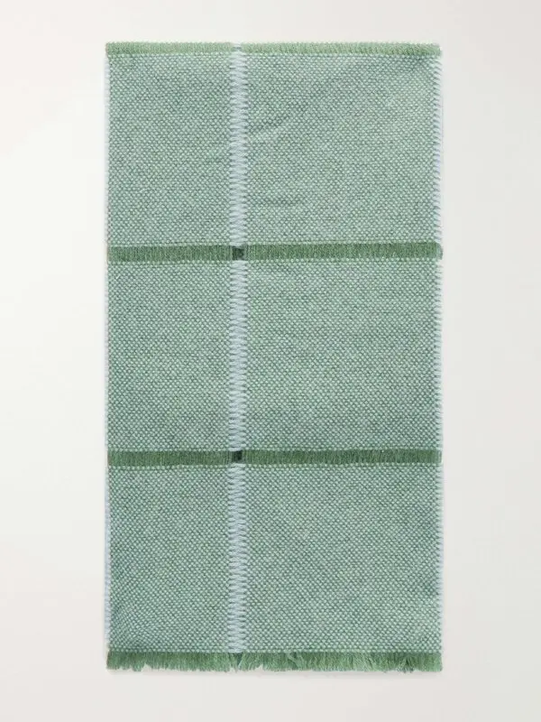 GOD'S TRUE CASHMERE Fringed Striped Cashmere Scarf - Green