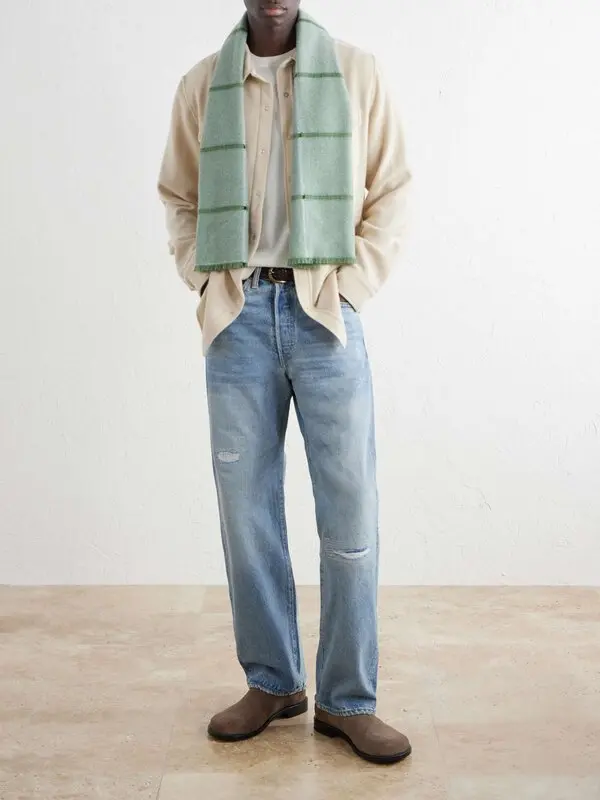 GOD'S TRUE CASHMERE Fringed Striped Cashmere Scarf