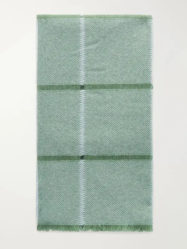GOD'S TRUE CASHMERE Fringed Striped Cashmere Scarf - Green