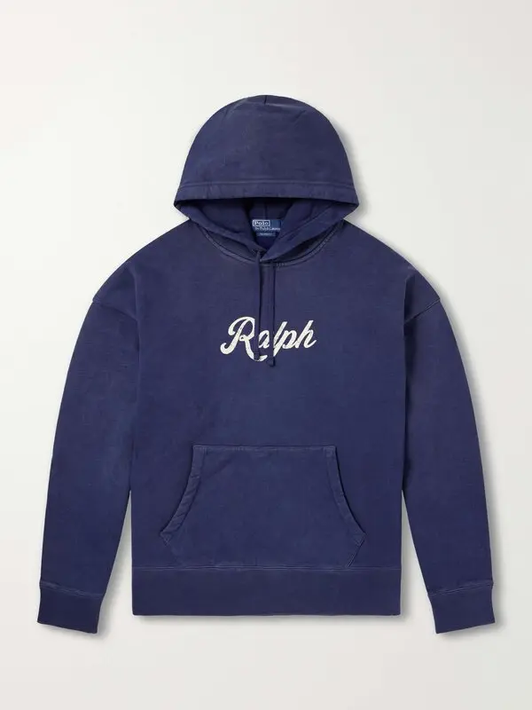 Polo Ralph Lauren Logo-print Cotton-jersey Hoodie - Blue