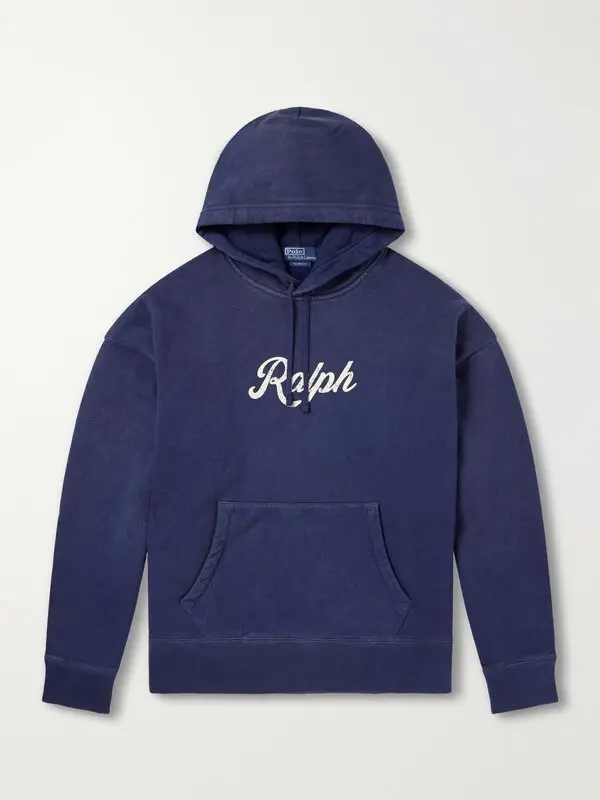 Polo Ralph Lauren Logo-print Cotton-jersey Hoodie - Blue