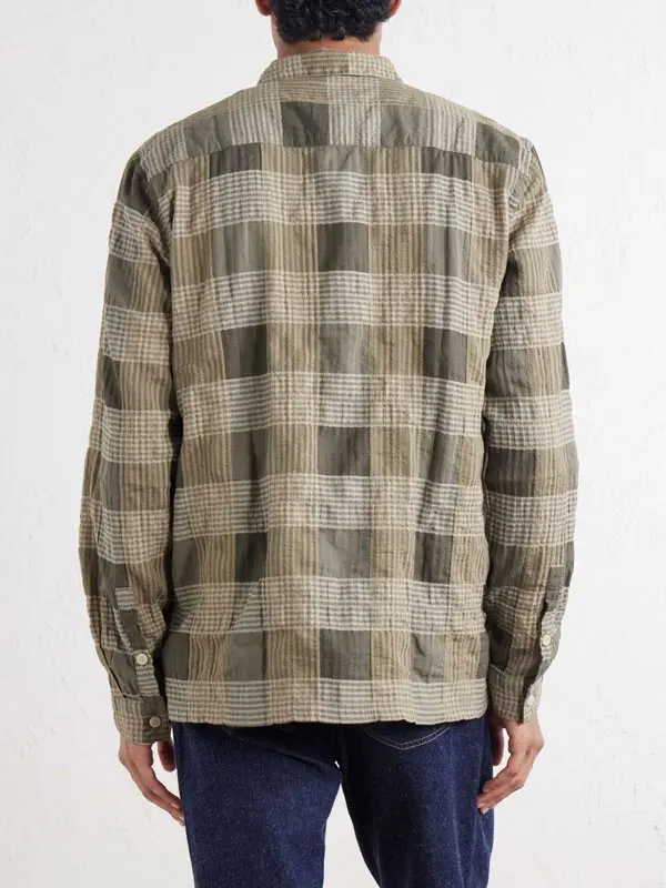 Folk Patch Checked Cotton-blend Seersucker Shirt