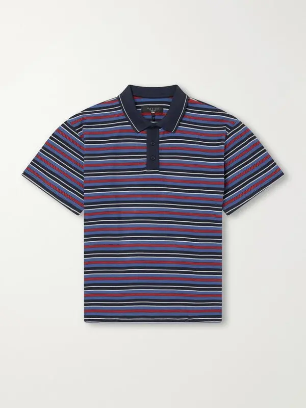 Rag & Bone Striped Cotton-piqué Polo Shirt