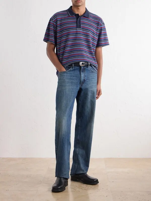Rag & Bone Striped Cotton-piqué Polo Shirt