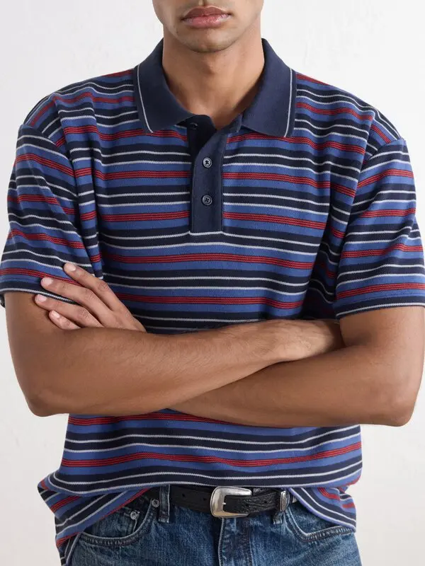 Rag & Bone Striped Cotton-piqué Polo Shirt