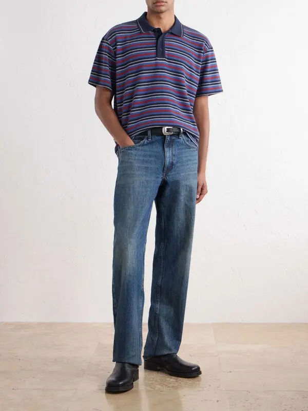 Rag & Bone Striped Cotton-piqué Polo Shirt