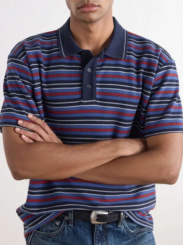 Rag & Bone Striped Cotton-piqué Polo Shirt