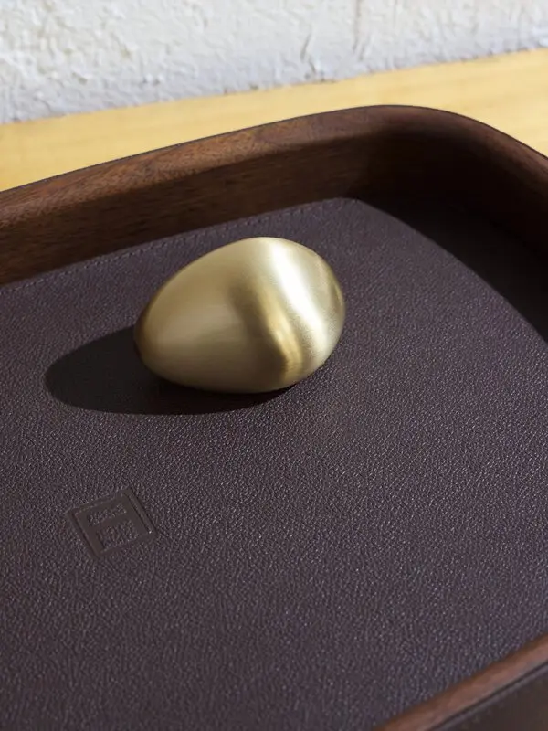Assouline Pebble Leather-trimmed Wood Tray