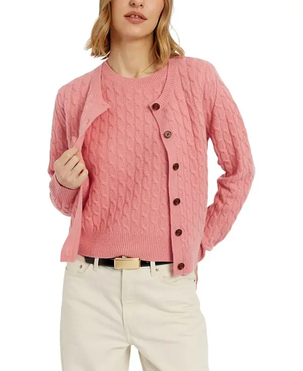 Chinti & Parker Pure Cashmere Cable Knit Crew Neck Cardigan