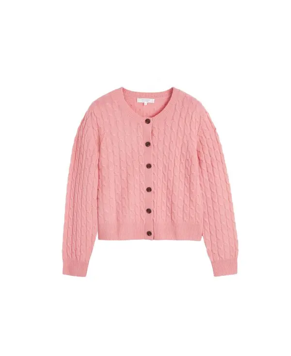 Chinti & Parker Pure Cashmere Cable Knit Crew Neck Cardigan