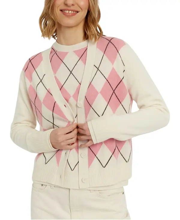 Chinti & Parker Wool-cashmere Diamond Cardigan - Salmon